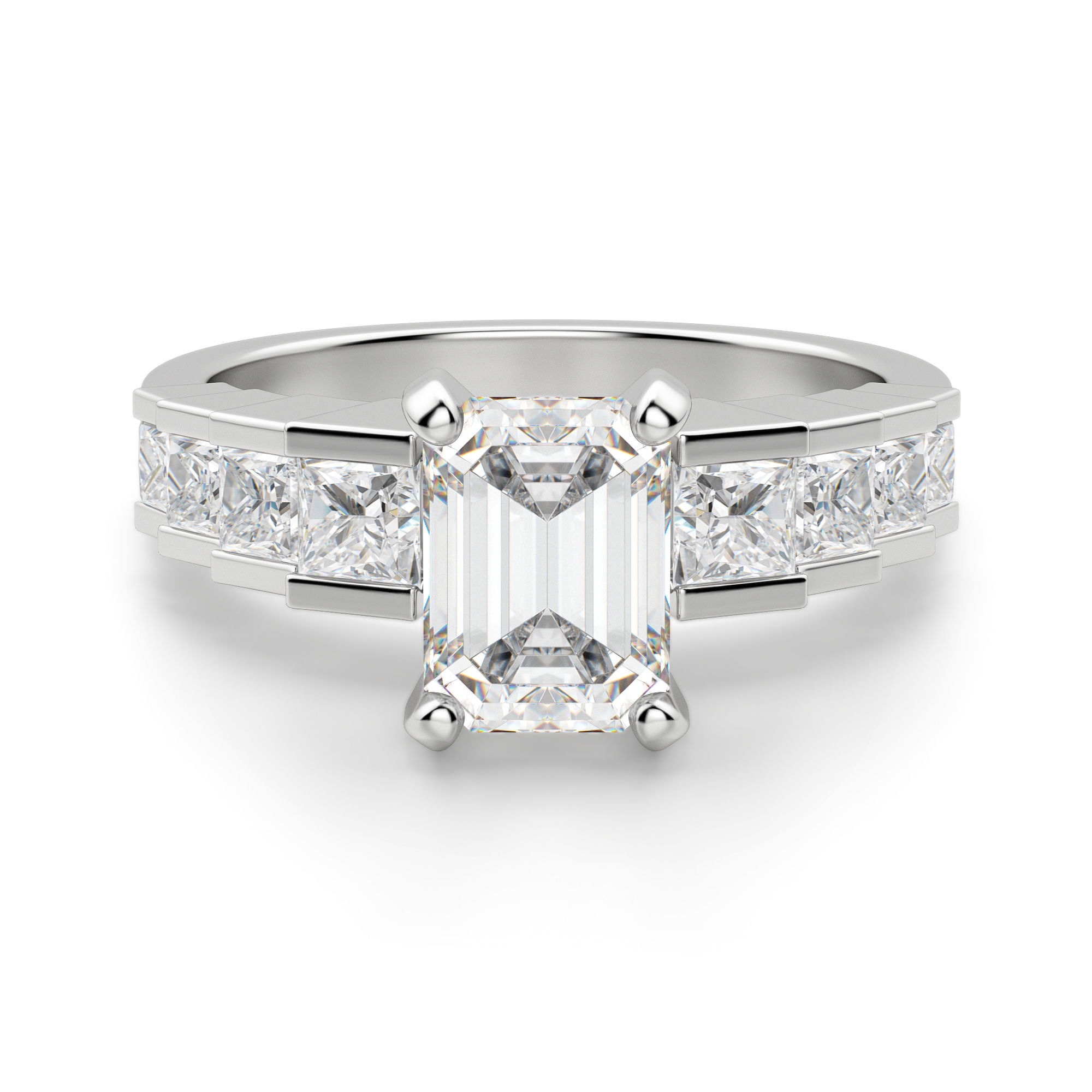 Cinderella Staircase Emerald Cut 0.50 ct Center Engagement Ring Diamond Nexus Alternative